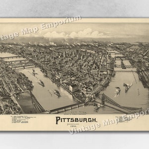 1902 Pittsburgh, Pennsylvania Map - Panoramic Old City Map - Historic ...