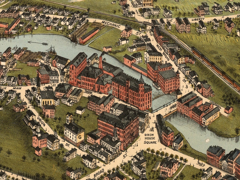 1877 Westerly Rhode Island Map Panoramic Old City Map - Etsy