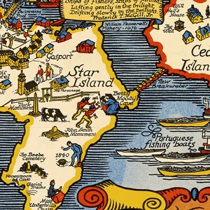 1927 Map of the Isles of Shoals - Vintage Style Pictorial Map Art Print ...