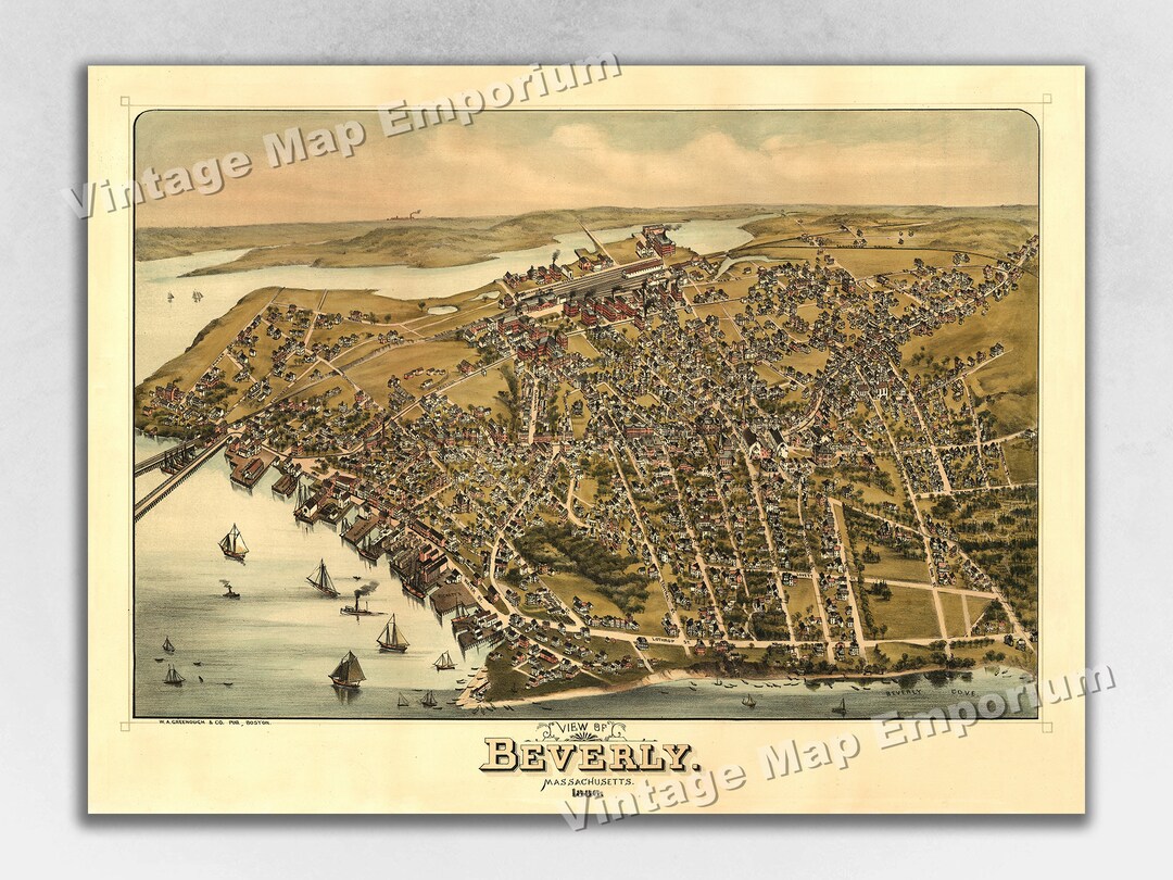 1886 Beverly, Massachusetts Map - Panoramic Old City Map - Historic ...