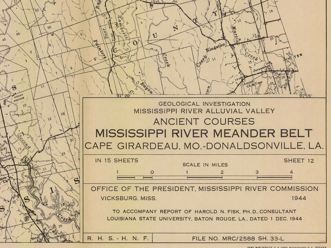 Sheet 12 - Fisk Mississippi River Meander Belt Map - Ancient Courses of ...