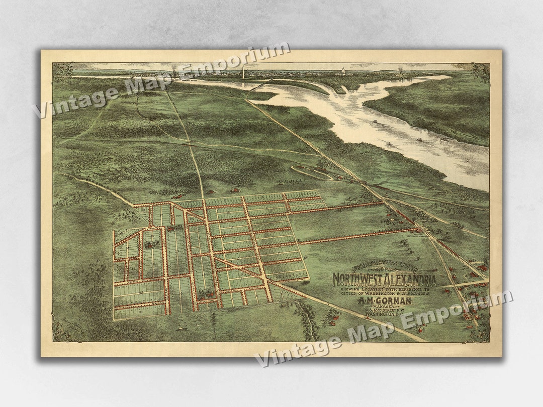 1890s Alexandria, Virginia Map - Panoramic Old City Map - Historic ...