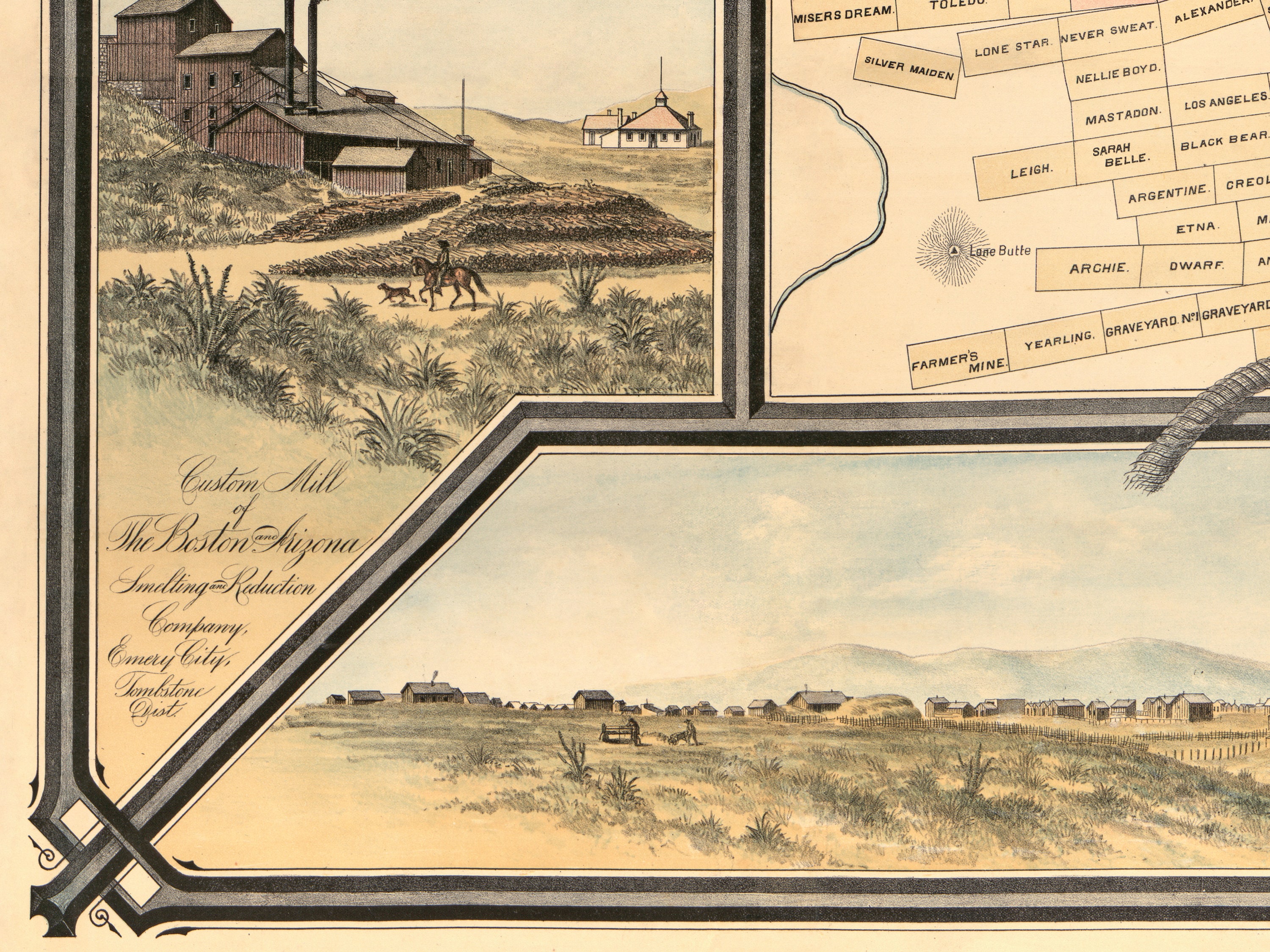 1881 Map of the Tombstone Mining District Cochise Co Arizona Territory ...