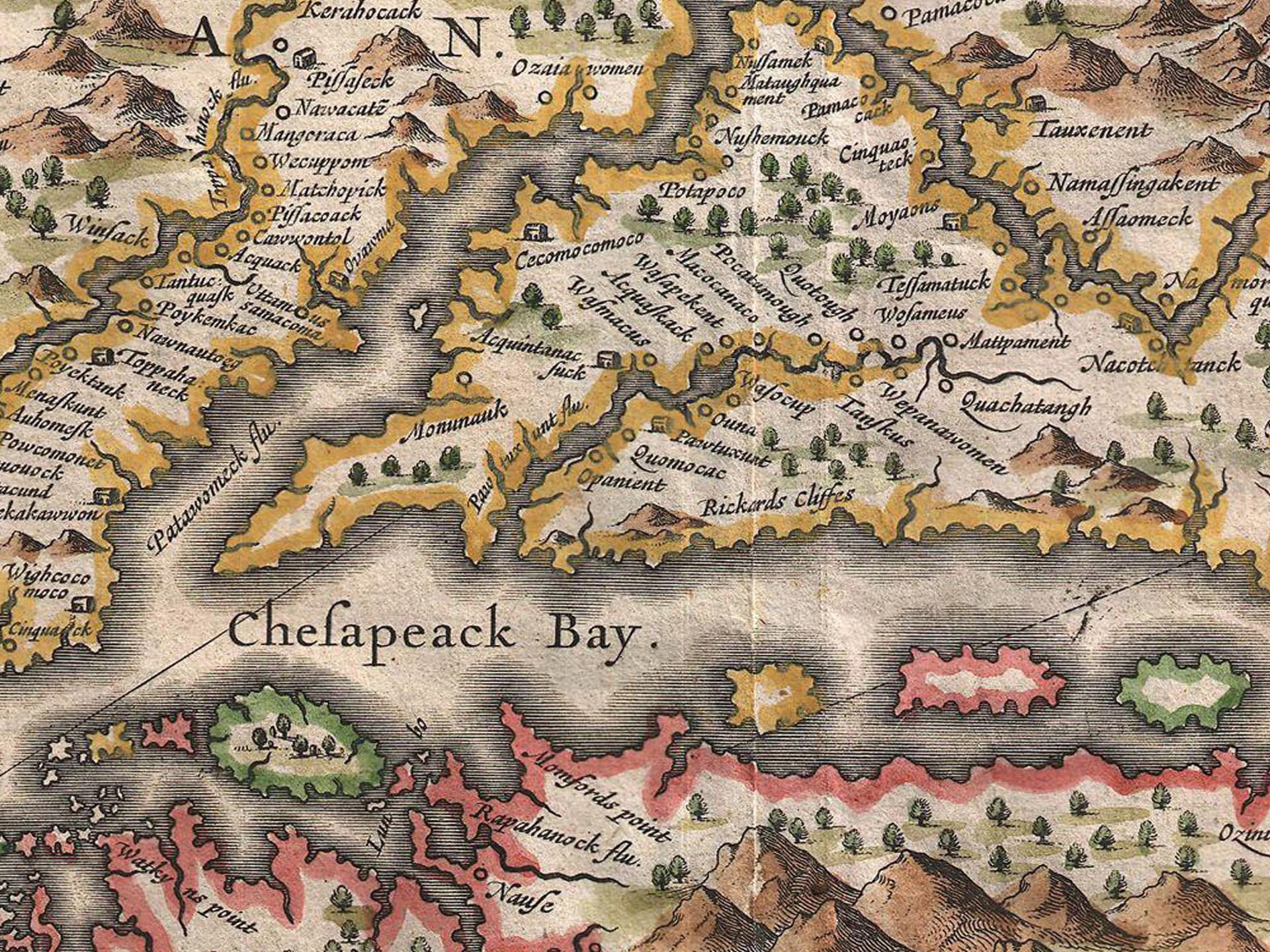 1630 Virginia Colonial Jamestown Historic Vintage Style Wall Map - Art ...