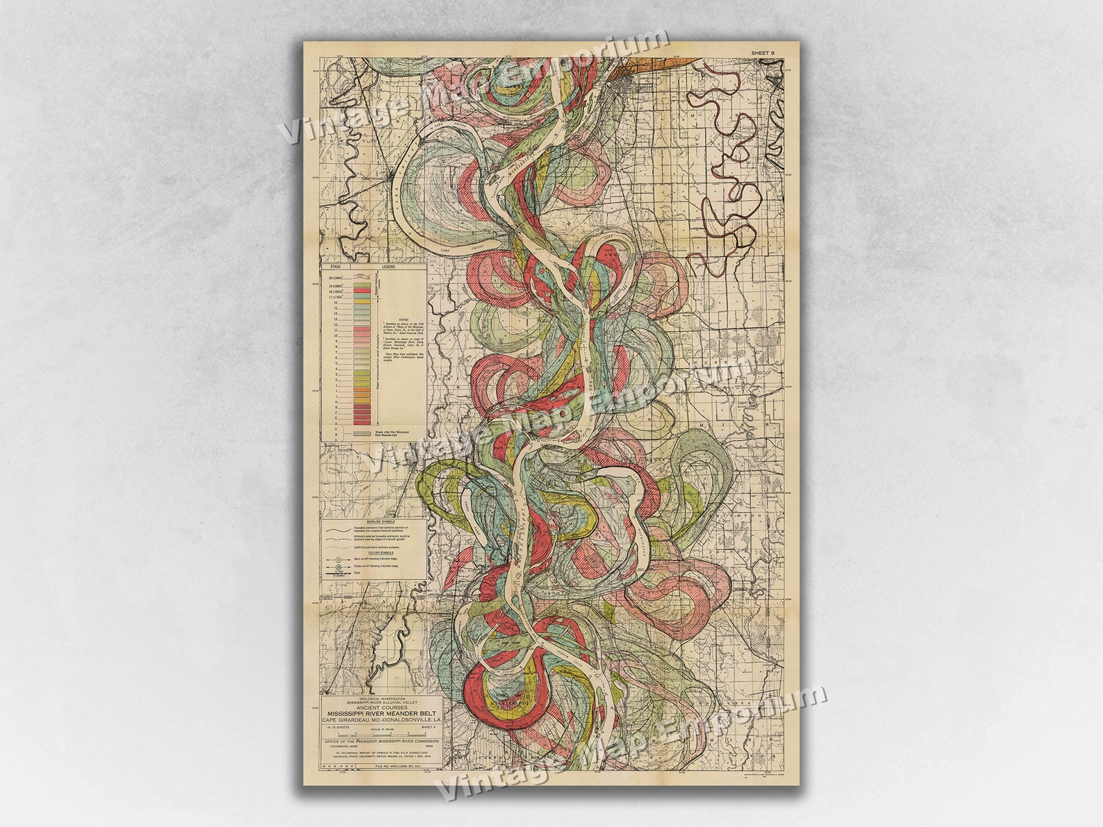 Sheet 9 - Fisk Mississippi River Meander Belt Map - Ancient Courses of ...