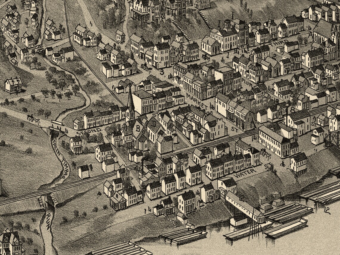 1897 Elizabeth Pennsylvania Map Panoramic Old City Map - Etsy