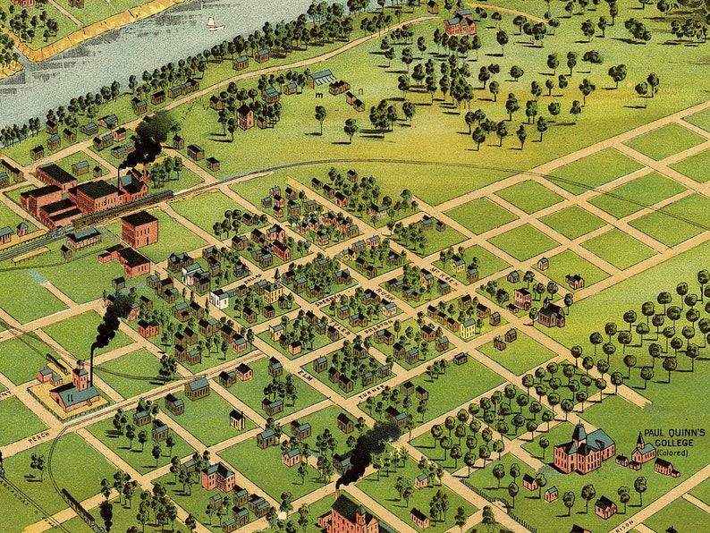 1892 Waco Texas Map Panoramic Old City Map Historic Birds - Etsy