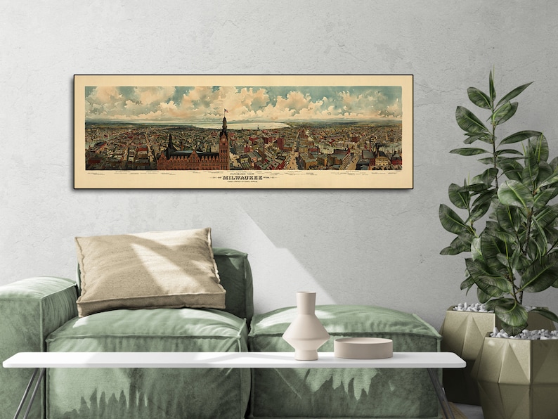 1898 Milwaukee Wisconsin Map Panoramic Old City Map - Etsy
