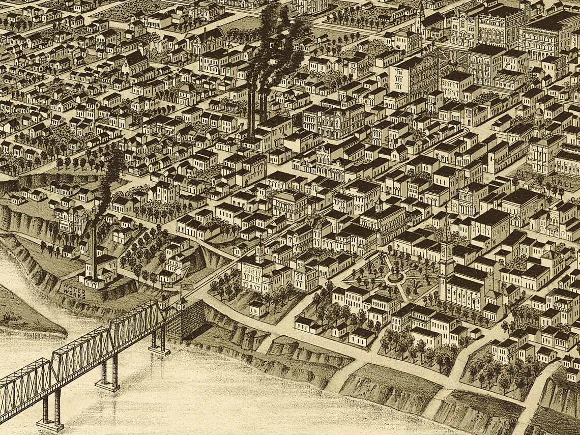 1892 Laredo Texas Map Panoramic Old City Map Historic - Etsy