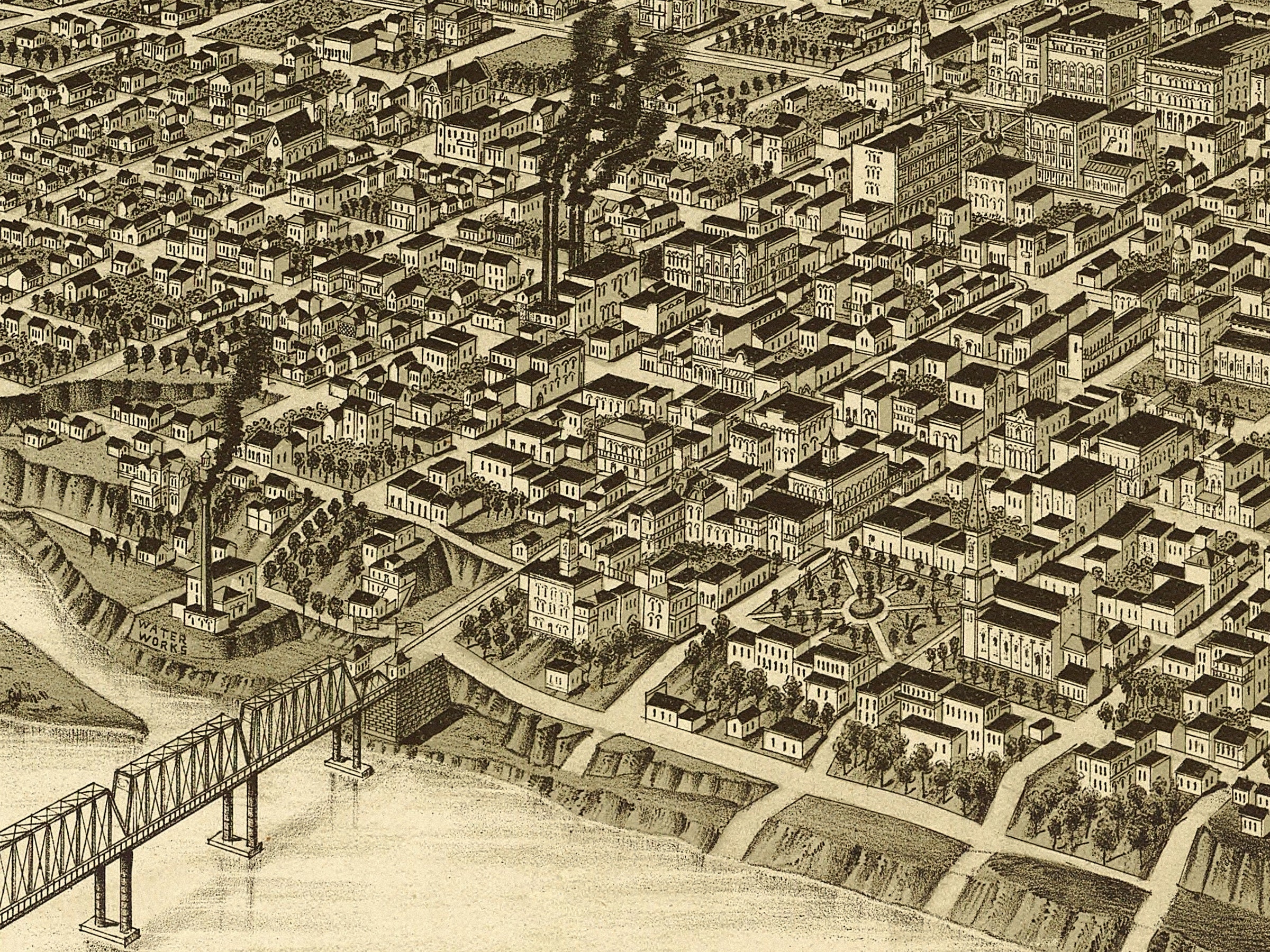 1892 Laredo Texas Map Panoramic Old City Map Historic - Etsy