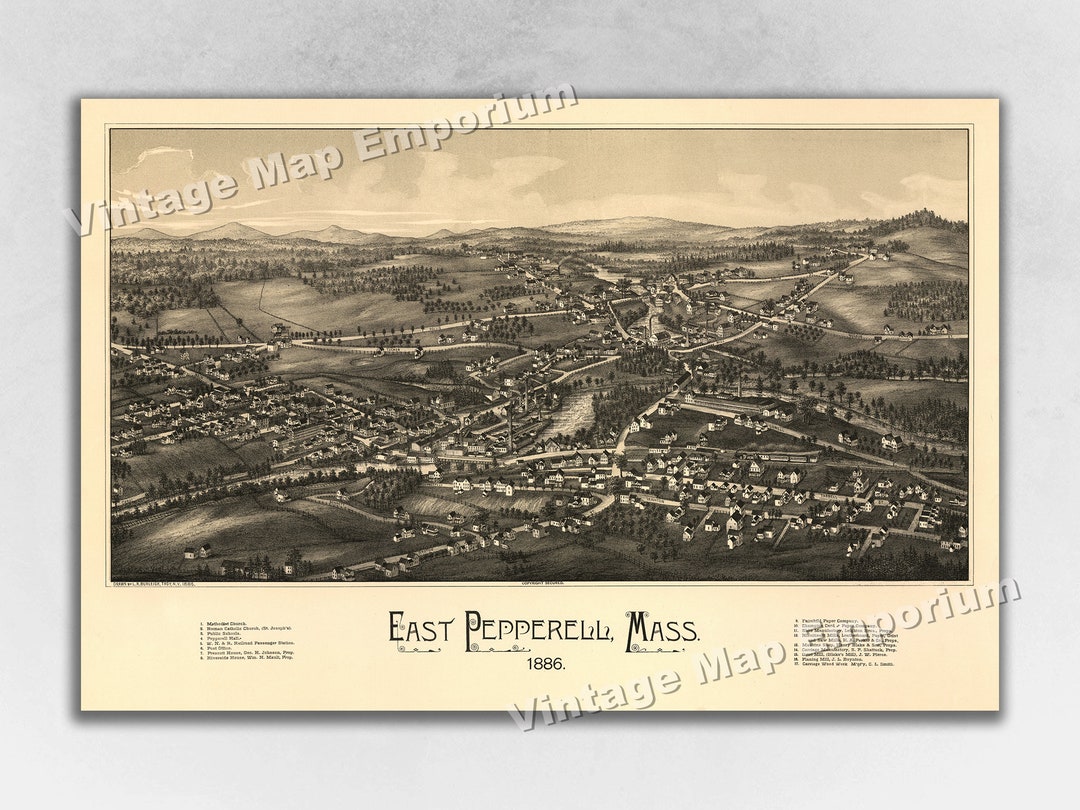 1886 East Pepperell, Massachusetts Map - Panoramic Old City Map ...