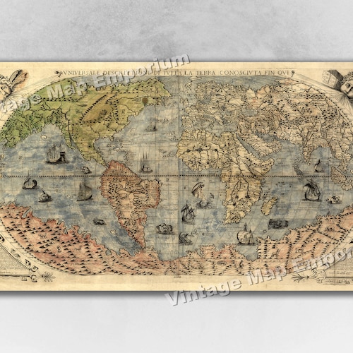 1565 Known World Map and of the Americas by Gastaldi Bertelli - Etsy