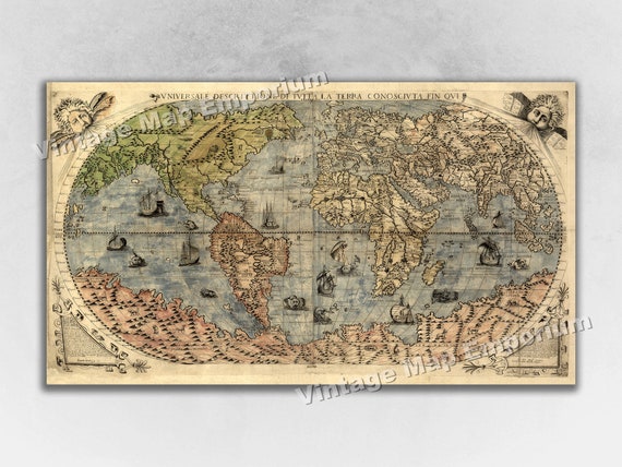 1565 Known World Map and of the Americas by Gastaldi Bertelli - Etsy