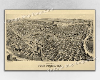 1891 Panoramic Map of Fort Worth Texas - Etsy