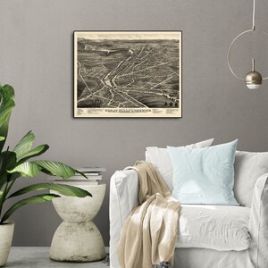 1877 Great Falls, Maine Map - Panoramic Old City Map - Historic Birds ...