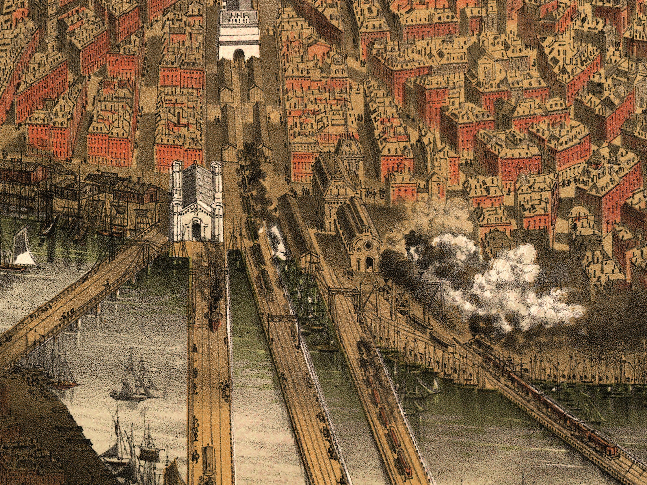 1877 Boston, Massachusetts Map - Panoramic Old City Map - Historic ...