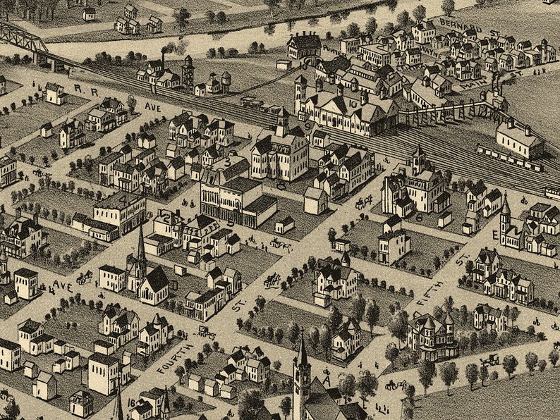 1897 Elkins West Virginia Map Panoramic Old City Map - Etsy