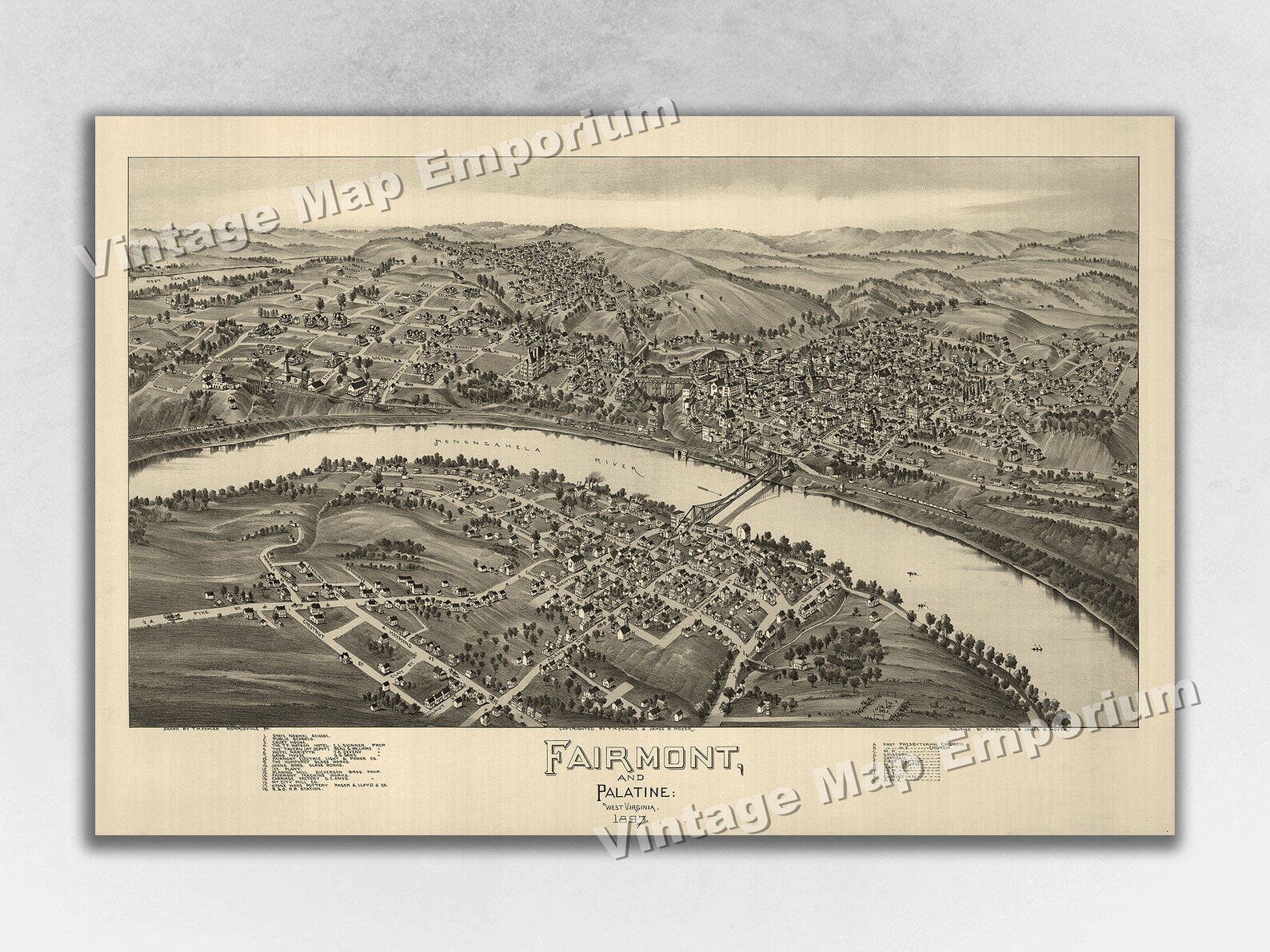 1897 Fairmont West Virginia Map Panoramic Old City Map - Etsy