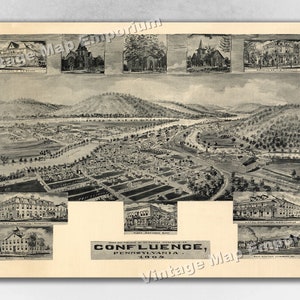 1905 Confluence, Pennsylvania Map - Panoramic Old City Map - Historic ...