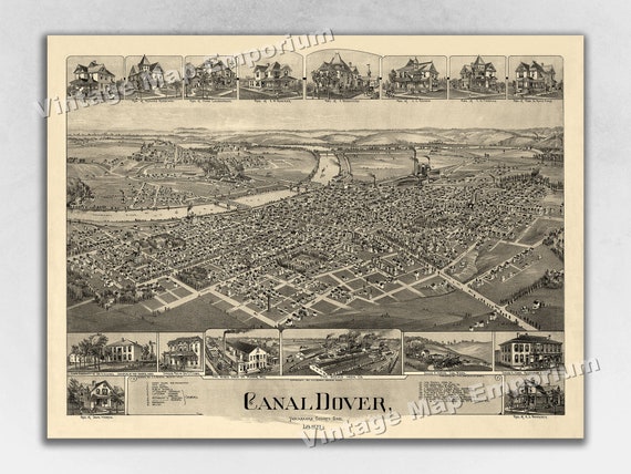 1899 Canal Dover Ohio Map Panoramic Old City Map Historic - Etsy