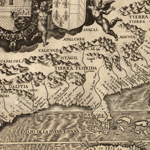 1562 "the New World" - Historic Exploration Map - Vintage Old World ...