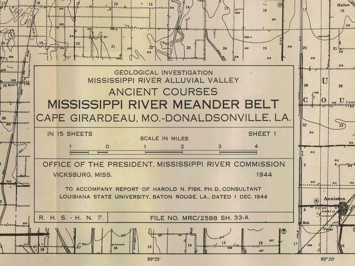 Sheet 1 - Fisk Mississippi River Meander Belt Map - Ancient Courses of ...