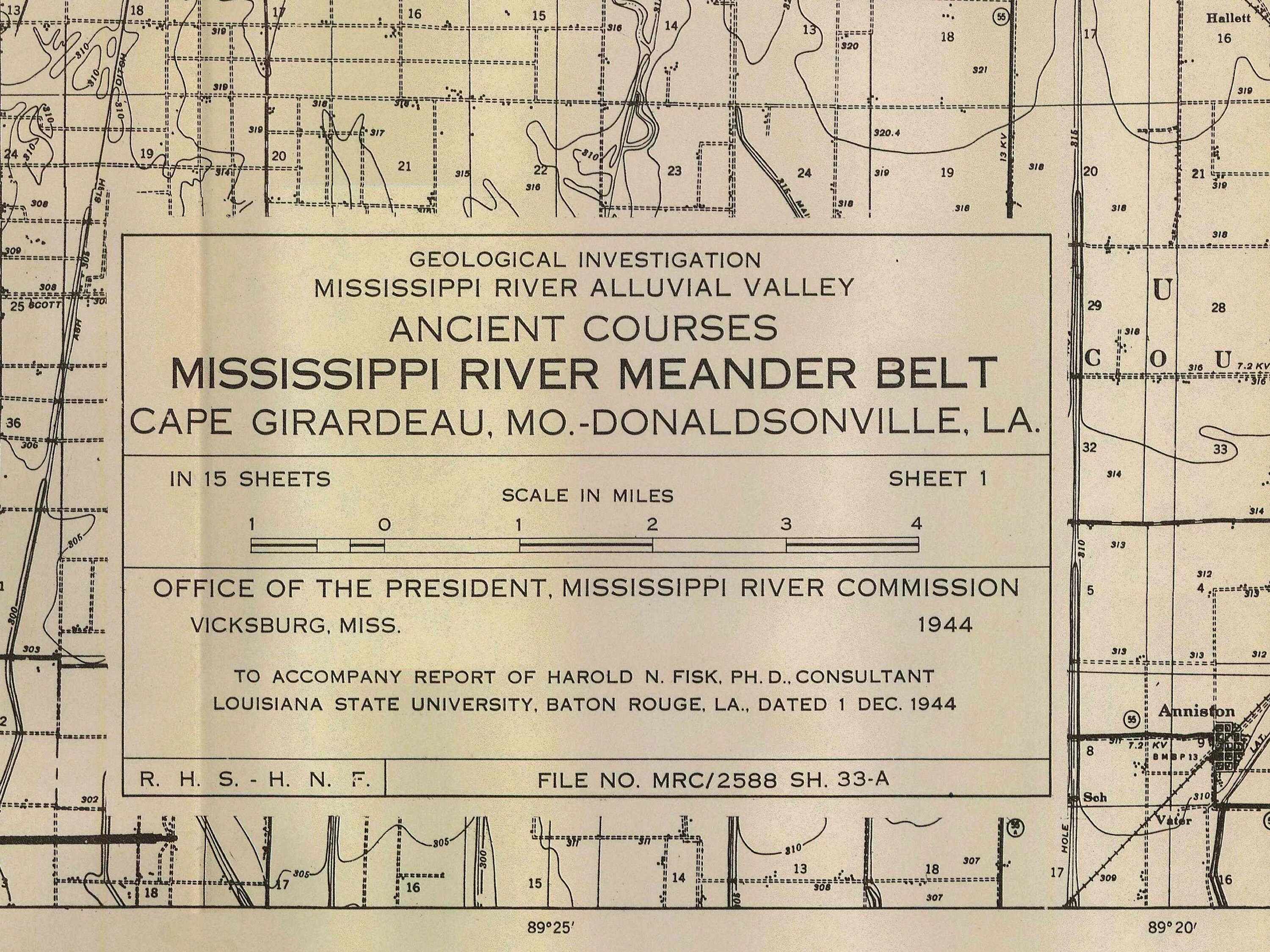 Sheet 1 - Fisk Mississippi River Meander Belt Map - Ancient Courses of ...