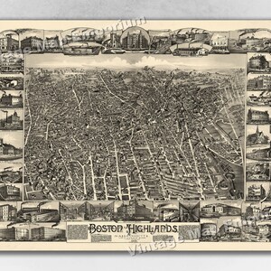 1888 Boston, Massachusetts Map - Panoramic Old City Map - Historic ...