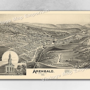 1892 Archbald, Pennsylvania Map - Panoramic Old City Map - Historic ...