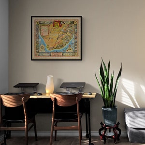 1950s Illustrated Map of South Africa Vintage Style Pictorial Map Art ...