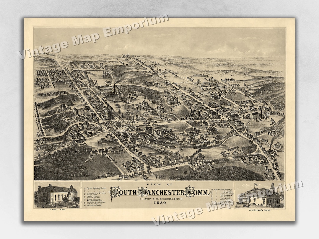 1914 Southington, Connecticut Map - Panoramic Old City Map - Historic ...