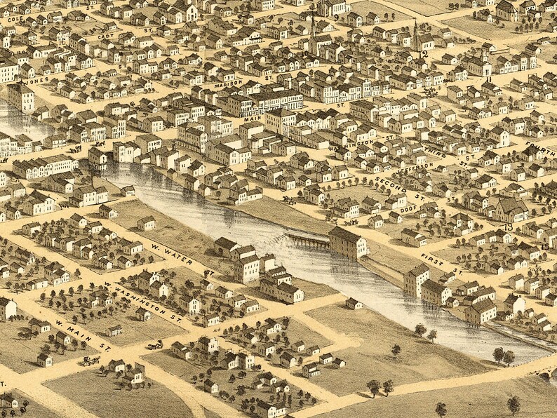 1886 Washburn Wisconsin Map Panoramic Old City Map - Etsy