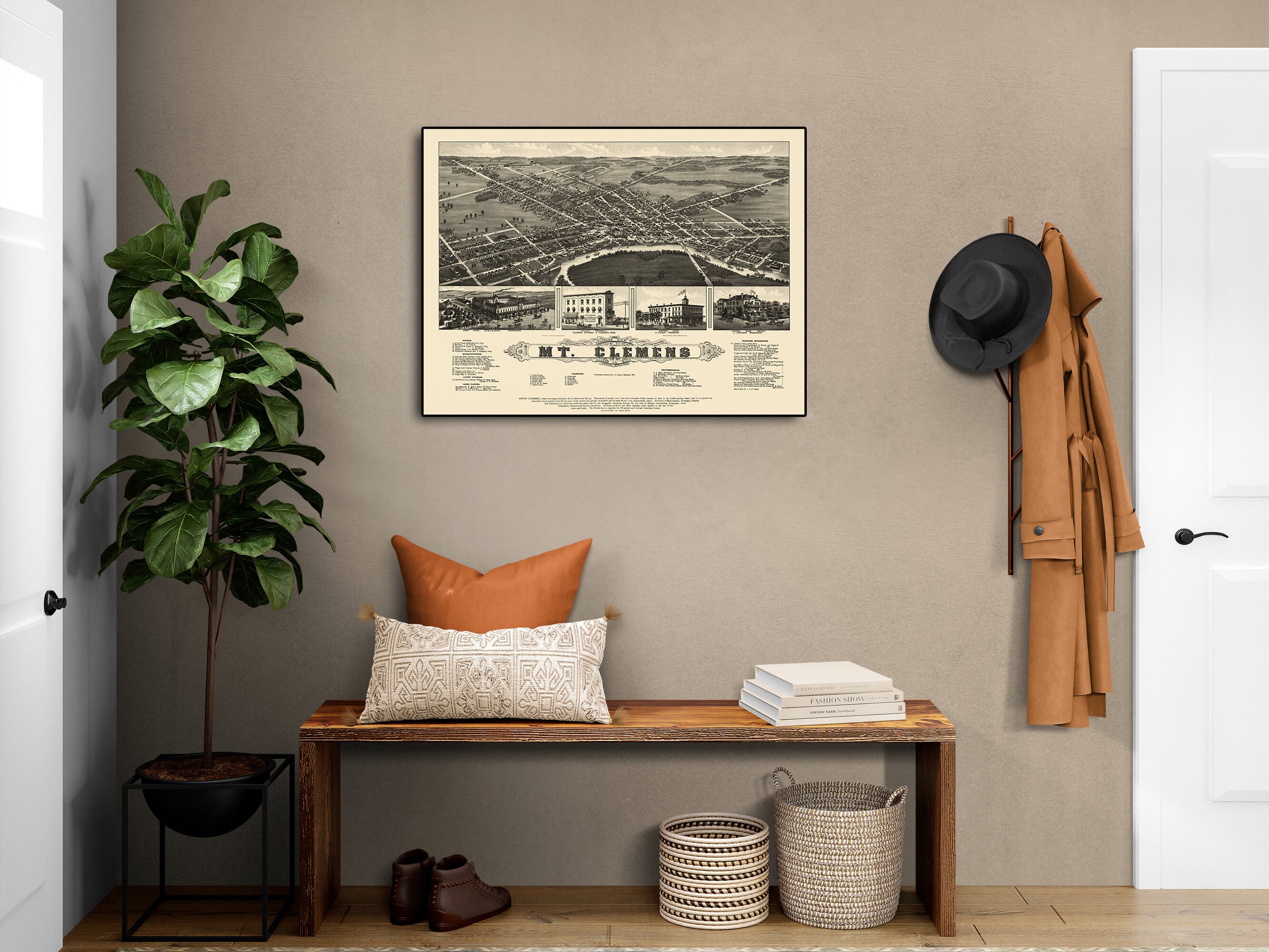 1881 Mt. Clemens, Michigan Map - Panoramic Old City Map - Historic ...