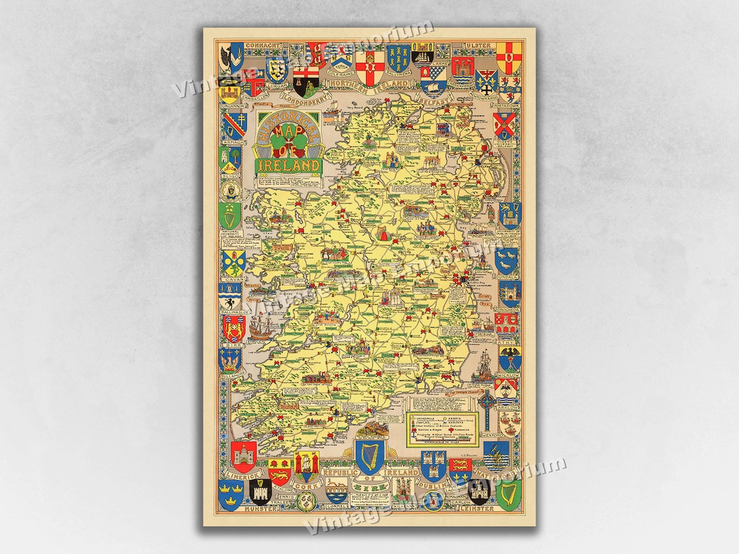 Historical Map of the History of Ireland - Irish Map Art Print Poster ...
