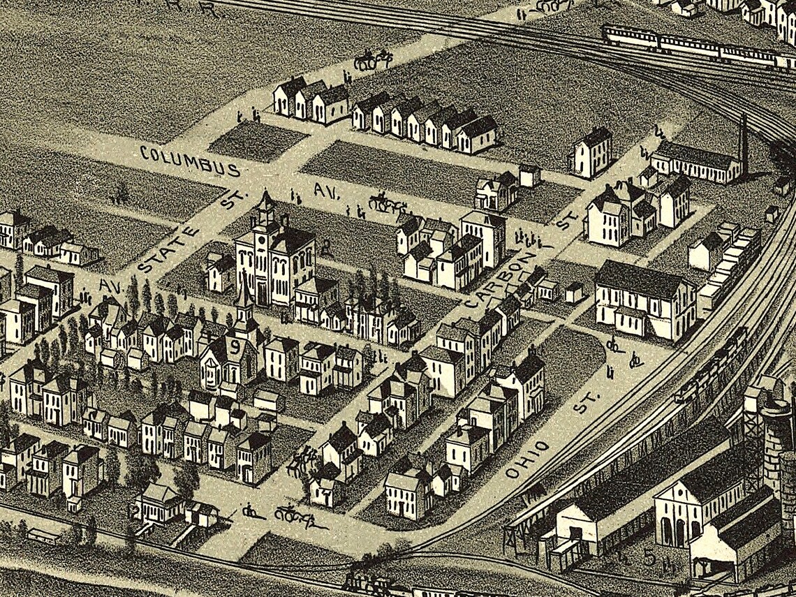 1890 Mingo Junction, Ohio Map - Panoramic Old City Map - Historic Birds ...