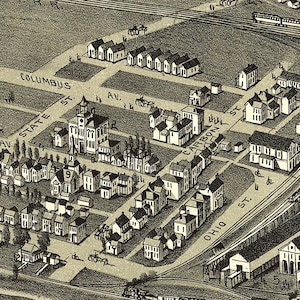 1890 Mingo Junction, Ohio Map - Panoramic Old City Map - Historic Birds ...