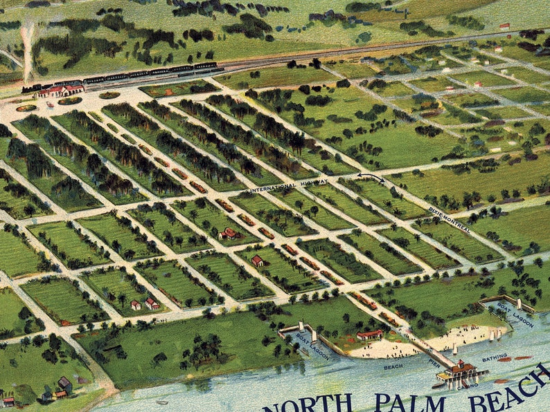 1915 West Palm Beach, Florida Map - Panoramic Old City Map - Historic ...