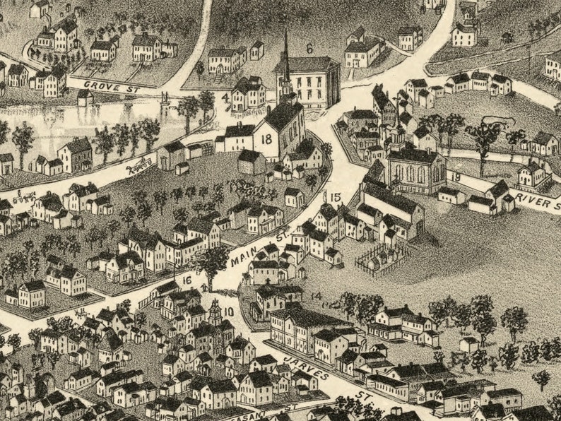 1884 Sandwich Village, Massachusetts Map - Panoramic Old City Map ...