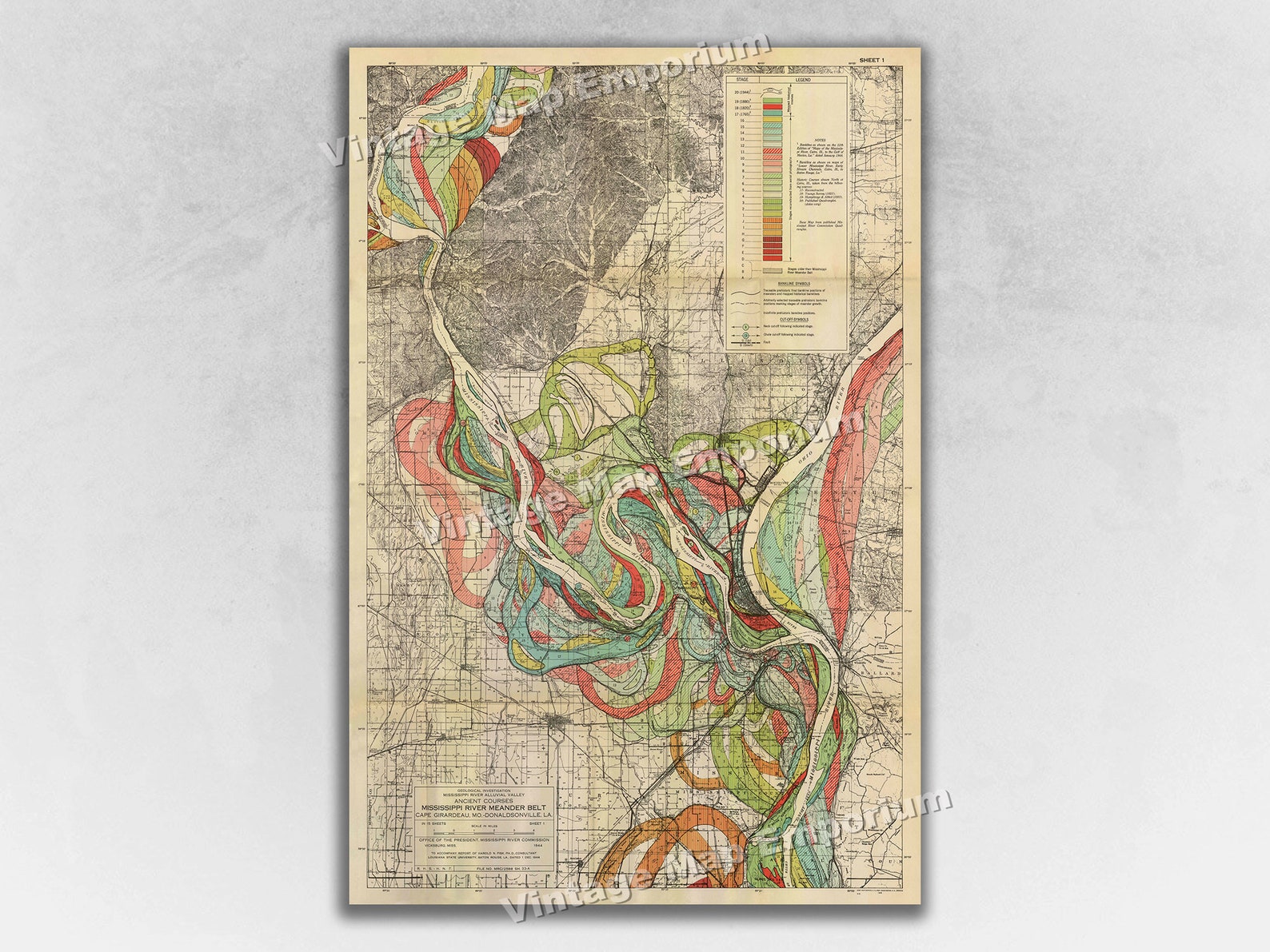 Sheet 1 Fisk Mississippi River Meander Belt Map Ancient - Etsy