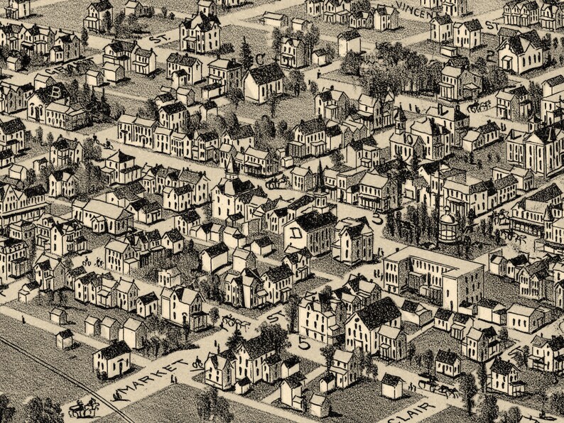 1900 Ligonier Pennsylvania Map Panoramic Old City Map - Etsy