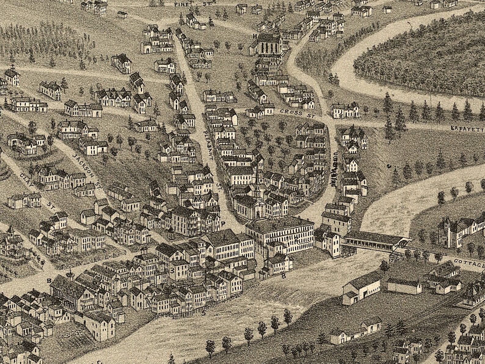 1883 Littleton, New Hampshire Map - Panoramic Old City Map - Historic ...