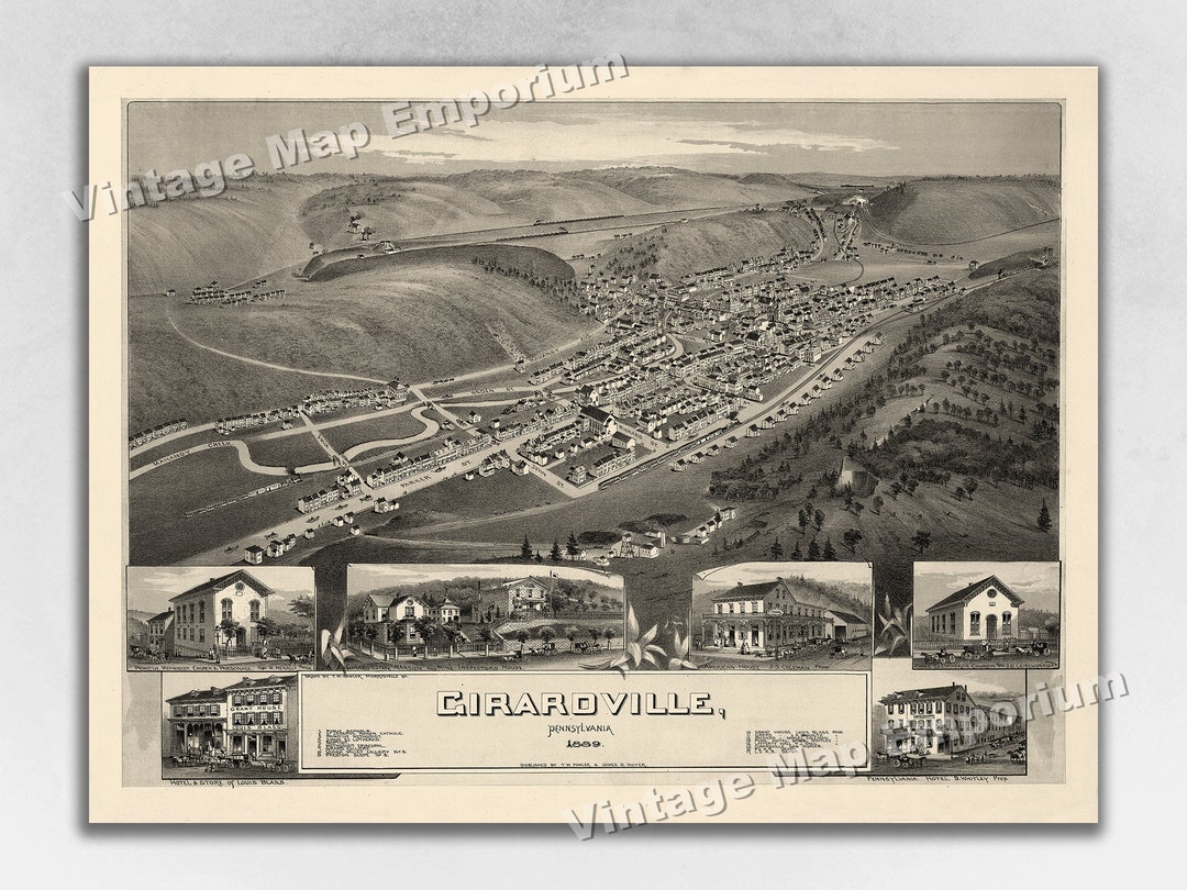 1889 Girardville, Pennsylvania Map - Panoramic Old City Map - Historic ...