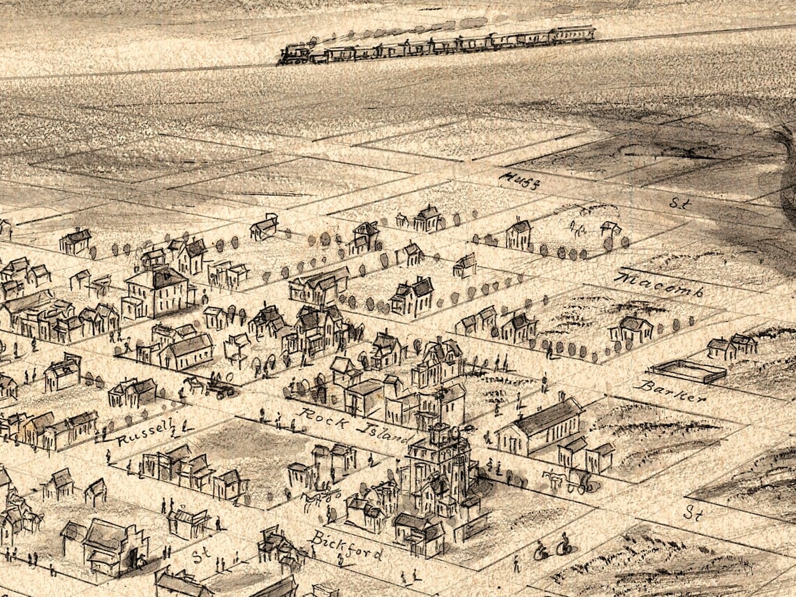 1891 El Reno Oklahoma Map Panoramic Old City Map Historic - Etsy