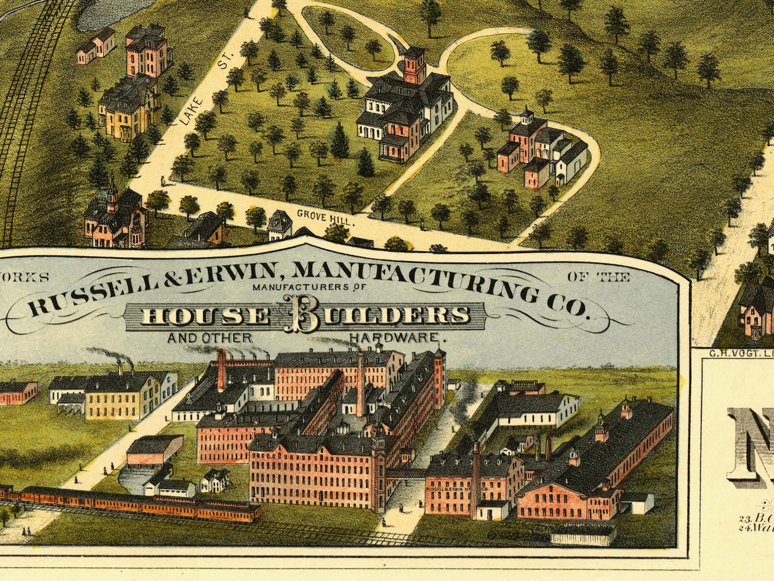 1875 New Britain, Connecticut Map - Panoramic Old City Map - Historic ...