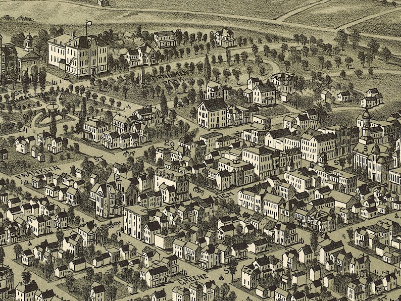 1897 Waynesburg, Pennsylvania Map - Panoramic Old City Map - Historic ...