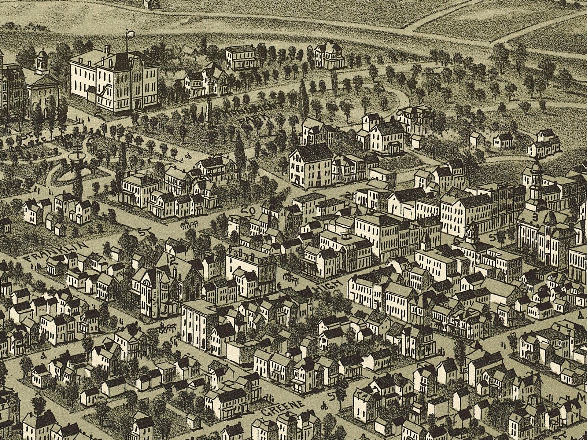 1897 Waynesburg, Pennsylvania Map - Panoramic Old City Map - Historic ...