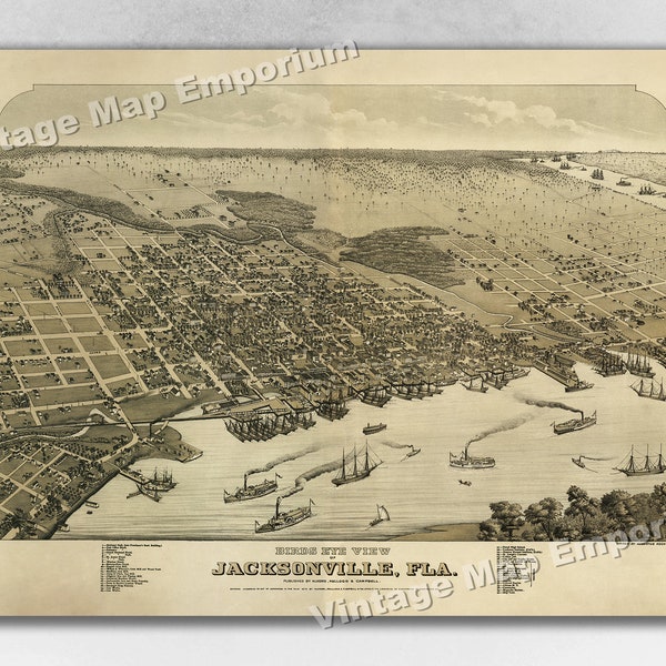 Panoramic Map of Florida - Etsy
