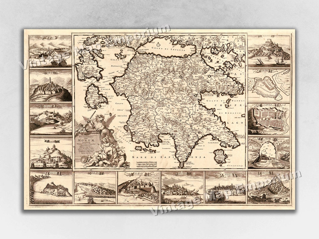 1688 Map of the Greek Islands - Map of Ancient Greece - Vintage Old ...