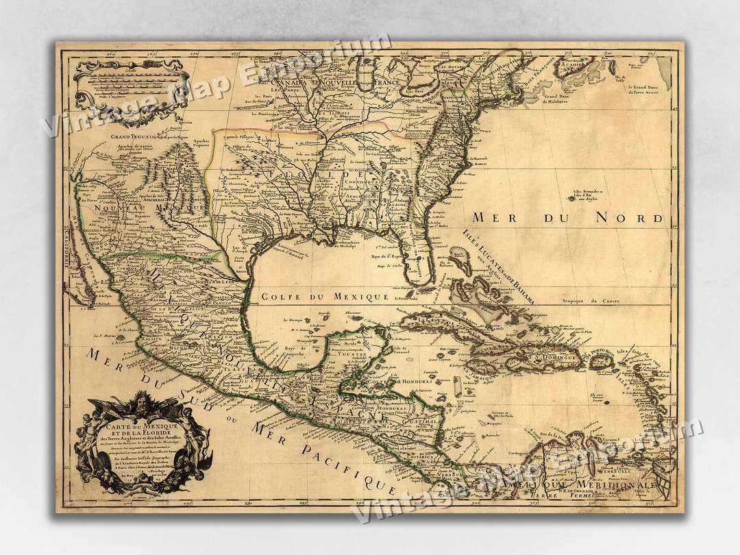 1703 New World Spanish Colonies Old Map - North American Art Print ...