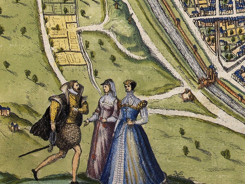 Paris 1572 Historic City Map Vintage France Plan De Paris | Etsy